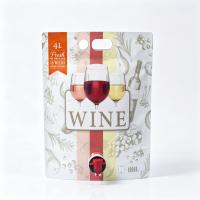 China 4L Disposable Wine Dispenser Wine Bag In Box Pouch| Aluminum Foil Tap Dispenser Stand Up Pouch With Die-Cut Handle For Red White Rosé Wine for sale