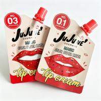 China Custom Printed Cosmetic Spout Pouch For Lip Gloss Lip Cream | Small Matte Aluminum Foil Stand Up Spout Bag For Makeup Lip Tint Portable Cosmetic Packaging for sale