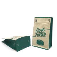 China OEM ODM Eco Kraft Coffee Bean Flat Bottom Bag | Resealable Top Zipper High Barrier Aluminum Foil Pouch For 12oz / 16oz Roast Coffee for sale