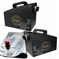 China Custom Printed Black Coffee Box With Handle & Aluminum Foil Bag In Box Tap Liner | Disposable Bag In Box Coffee Packaging Set For Cold Brew & Liquid Coffee for sale
