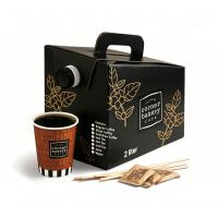 China Custom Printed Black Coffee Box With Handle & Aluminum Foil Bag In Box Tap Liner | Disposable Bag In Box Coffee Packaging Set For Cold Brew & Liquid Coffee for sale