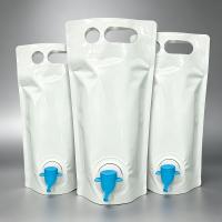 China Blank White High Barrier Stand Up Tap Spout Pouch With Dual Carry Handles | Reusable Leak-Proof Beverage Dispenser Bag For Juice, Wine & Liquid Drinks for sale