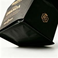 China Matte Black Flat Bottom Coffee Bag with Gold Foil Stamp & Window | Valve‑Equipped Pouch for Whole Bean Specialty Coffee for sale