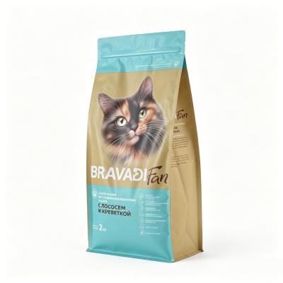 China Wholesale 2kg Large Capacity Cat Food Eight Side Seal Bag | Matte Color Block Flat Bottom Zipper Pouch With Custom Cat Breed Image Printing for sale