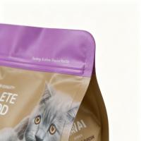 China Low MOQ Private Label Pet Food Packaging | Color Block Eight Side Seal Stand Up Zipper Bag For Small Batch Kitten Nutrition Feed Brands for sale