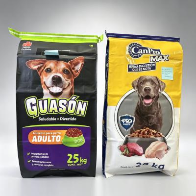 China Custom Printed PP Woven Dog Food Bag With Easy Tear Strip | 25KG Heavy Duty Stand Up Sack For Adult Dry Dog Feed Bulk Packaging for sale