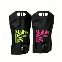 China Custom Matte Black Stand Up Wine Spout Pouch With Dual Carry Cutouts | Custom Shape Printed High Barrier Dispenser Bag For White Wine, Fruit Wine & Beverage Concentrate for sale