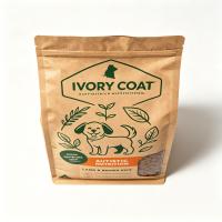 China Compostable Kraft Paper Pet Food Pouch with Window - Sustainable Stand-Up Bag With Clear Window for Natural Kibble & Treats for sale