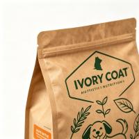 China Compostable Kraft Paper Pet Food Pouch with Window - Sustainable Stand-Up Bag With Clear Window for Natural Kibble & Treats for sale