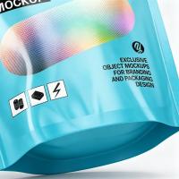 China Holographic Stand-Up Pouch Mockup with Hang Hole - Premium Premade Doypack Mockup for Branding for sale
