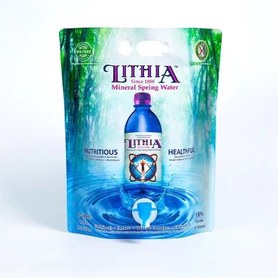 China Custom Full Color Printed 5L Mineral Spring Water Stand Up Spout Pouch With Dual Die-Cut Carry Handle | BPA-Free Recyclable Eco Liquid Beverage Dispenser Bag For Alkaline Natural Drinking Water for sale