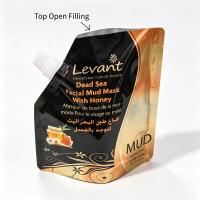 China Honey mud mask bag-Custom Gradient Metallic Stand Up Spout Pouch For 300g Facial Mud Mask | Matte Black Cosmetic Squeeze Bag With Flip Top Cap For Skincare Mud Mask Packaging for sale