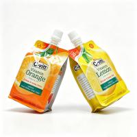 China 150g Flat Bottom Spout Pouch | Stand Up Juice Spout Bag For Orange Lemon Vitamin Drink Food Grade Custom Print for sale