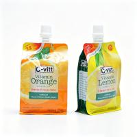 China 150g Flat Bottom Spout Pouch | Stand Up Juice Spout Bag For Orange Lemon Vitamin Drink Food Grade Custom Print for sale