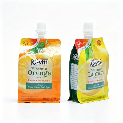 China 150g Flat Bottom Spout Pouch | Stand Up Juice Spout Bag For Orange Lemon Vitamin Drink Food Grade Custom Print for sale
