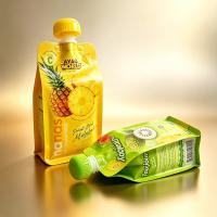 China 200g Flat Bottom Spout Pouch | Custom Stand Up Spout Bag For Tropical Fruit Juice Pineapple Durian Beverage Food Grade Packaging for sale