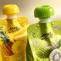 China 200g Flat Bottom Spout Pouch | Custom Stand Up Spout Bag For Tropical Fruit Juice Pineapple Durian Beverage Food Grade Packaging for sale