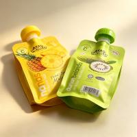 China 200g Flat Bottom Spout Pouch | Custom Stand Up Spout Bag For Tropical Fruit Juice Pineapple Durian Beverage Food Grade Packaging for sale