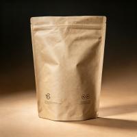 China Compostable Biodegradable Coffee Pouches | Custom Printed Stand Up Kraft Paper Coffee Bags With Resealable Zipper OEM Eco Packaging for sale