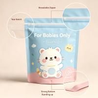 China Custom Printed Stand-Up Zipper Pouches For Baby Snacks, Milk Powder & Dry Foods | Food Grade Resealable Stand Up Zip Bags OEM Cartoon Printing for sale