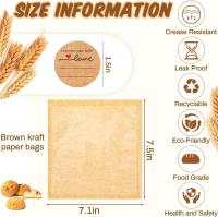 China 7.1*7.5 Inches Bakery Paper Bags Eco Friendly Kraft Toast Paper Bag With Clear Window | Custom Print Pastry Donut Croissant Bakery Packaging Bags OEM for sale
