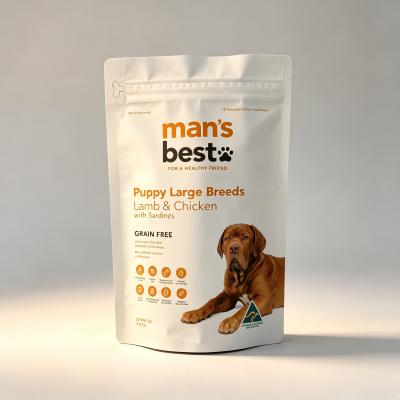 China Aluminum Foil Stand Up Pouches With Pull Tab Zipper | Custom Printed Doypack Dog Food Packaging Bags For Puppy Large Breed Grain Free Kibble OEM for sale