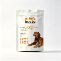 China Aluminum Foil Stand Up Pouches With Pull Tab Zipper | Custom Printed Doypack Dog Food Packaging Bags For Puppy Large Breed Grain Free Kibble OEM for sale