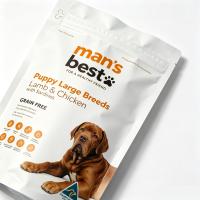 China Aluminum Foil Stand Up Pouches With Pull Tab Zipper | Custom Printed Doypack Dog Food Packaging Bags For Puppy Large Breed Grain Free Kibble OEM for sale