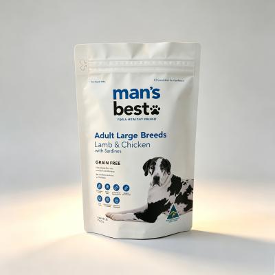 China High Barrier Aluminum Foil Doypack Pouches With Easy Tear Ziplock | Custom Printed Stand Up Dog Treat Pouches For Adult Large Breed Grain Free Lamb Chicken Sardine Kibble OEM for sale