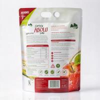 China Custom Printed 5L Stand‑up BIB Bag‑in‑Box Pouch with Butterfly Tap & Die Cut Handle for Apple Fruit Juice Beverage Packaging for sale