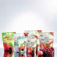 China Custom Printed 5L Stand‑up BIB Bag‑in‑Box Pouch with Butterfly Tap & Die Cut Handle for Apple Fruit Juice Beverage Packaging for sale