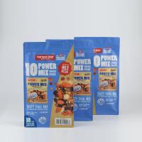 China Custom Printed Flat Bottom Quad Seal Pouch With Resealable Zipper for Mixed Nuts Trail Mix Dried Fruit Retail Snack Packaging for sale