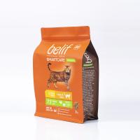 China PFAS‑Free Flat Bottom Quad Seal Pet Food Pouch | Resealable Zipper Bag for 300g 1.5kg 3kg Dry Cat Kibble for sale