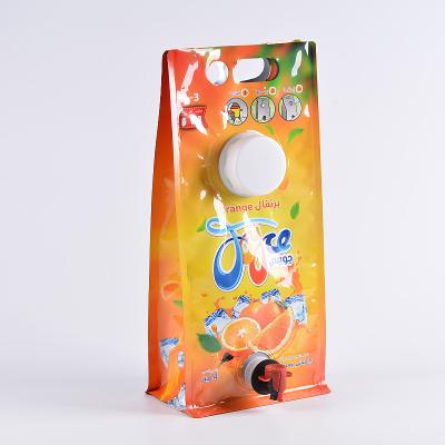 China Large Filling Spout Bag‑in‑Box Pouch for Orange Juice Concentrate Cold Drink Liquid Dispenser BIB Pouch with Handle Hole for Beverage for sale
