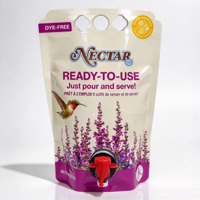 China Custom Logo Ready‑to‑Pour Liquid Packaging Large Capacity Stand Pouch with Dispenser Valve for Hummingbird Nectar for sale