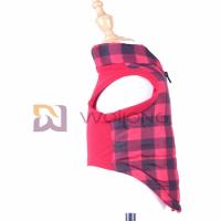 China Christmas Plaid Dog Jacket 2*2 RIB  Good Elasticity Opening zippered dog coats for sale