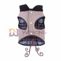 China Upscale 100% Cotton Canvas Dog Jacket Plaid True Silver Button Pocket XS S M L XL for sale