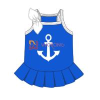 China Customized Cvc Jersey Sailor Anchor Pet Dress Breathable Dog Dress Female for sale