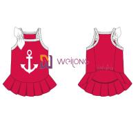 China Customized Cvc Jersey Sailor Anchor Pet Dress Breathable Dog Dress Female for sale