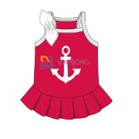 China Customized Cvc Jersey Sailor Anchor Pet Dress Breathable Dog Dress Female for sale