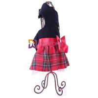 China Christmas Vest Pet Dress Brushed Tricot Satin Bow Dog Christmas Dress for sale