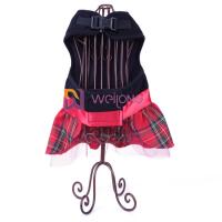 China Christmas Vest Pet Dress Brushed Tricot Satin Bow Dog Christmas Dress for sale