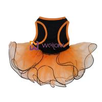 China Pumpkin / Skull Tulle Skirt Halloween Pet Dress Bow Decoration CVC Jersey for sale