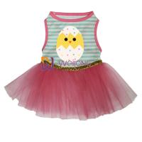 China Good Elasticity Double Skirt Easter Pet Dress Bow CVC Jersey 180G Female Dog Dress for sale