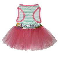 China Good Elasticity Double Skirt Easter Pet Dress Bow CVC Jersey 180G Female Dog Dress for sale