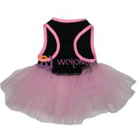 China Tulle Ruffles Small Dog Dresses Sleeveless And Loose Round Collar pink dog dress for sale