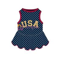 China Glitter Print USA Rubber Star CVC Jersey Dog Dress Male Customized for sale