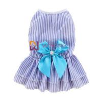 China Customizable Color Poly cute dog dresses Satin Bow Cotton Seersucker for sale