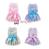 China Customizable Color Poly cute dog dresses Satin Bow Cotton Seersucker for sale