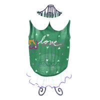 China Digital Print Embroider Pet Dress Love Poly Jersey Custom Summer Heart Woven Collar Dog Dressing Gown for sale
